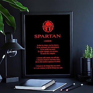 Spartan Code Affirmations- Motivational Quotes Wall Art Decor, Black & Red Gloss Warrior Inspirational Print for Home Decor, Gym Decor, Office Decor. Unframed- 8x10"