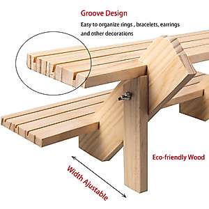 Eiyye 2-Tier Wooden Display Stand, Ring Earring Large Capacity Jewelry Display Stand,Wood Cupcake Stands Display Stand Craft Showing Organizer Tray For Retail Display Vendors Wood Riser(Natural)