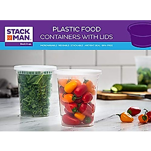 [48 Sets -32 oz.] Plastic Deli Food Storage Containers with Airtight Lids - Soup Containers with Lids