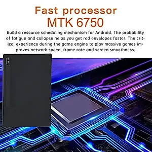 Rosvola Student Tablet, 7000mAh 2 Card Slots Office Tablet 10 Inch IPS Black 6GB RAM 256GB ROM for Gaming (US Plug)