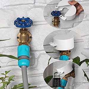Outdoor Faucet Lock System -Gate Valve LockoutDevice -Stainless Steel Prevent Water Theft by Cover and Code Lock,Stop Unauthorized Water use and Vandalism,Faucet Protection Cover (White Password Lock