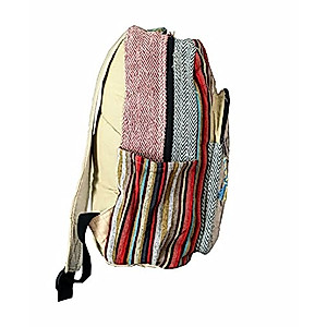 VIBRANIC Himalayan HEMP Laptop Backpack - THC Free - All Natural Handmade - 13"/15" Laptop Compartment - Multi-Pocket - Dream Catcher Owl Print SM - Made in Nepal