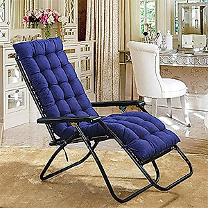 61inch Sun Lounger Chair Cushions, Sundlight Patio Cushions Chaise Outdoor Mattress Recliner Quilted Thick Padded Seat Cushion Reclining Chair Rocking with Ties (Navy Blue)