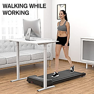 Walking Pad, Under Desk Treadmill, Treadmills for Home, DAEYEGIM Walking Running Machine Portable Desk Treadmill with Wheels & Installation Free with Remote for Home Office - Black