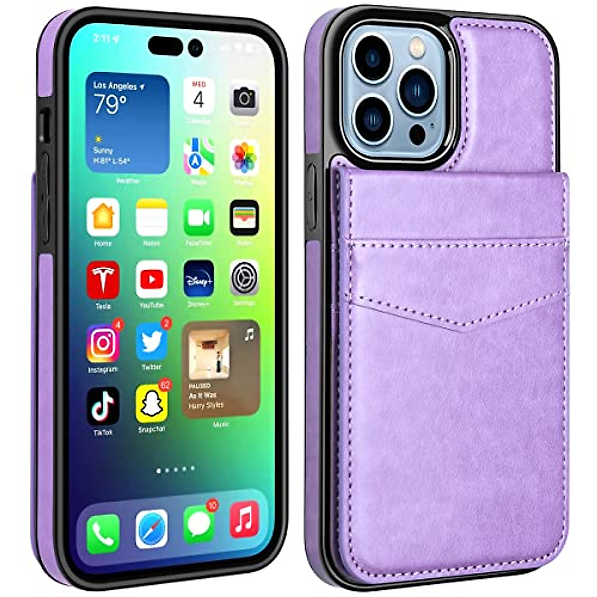 LakiBeibi Phone Case for iPhone 14 Pro Max Dual Layer Premium Leather Case for iPhone 14 Pro Max Wallet Case with Card Holders Flip Case Protective Case for iPhone 14 Pro Max 6.7 Inches,Purple