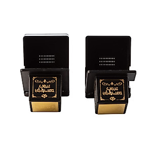 Plastic Tefillin Boxes Case Cover with metal plate on top set of 2 Shel Rosh And Shel Yad For Righty (Black And Gold Rabbeinu Tam, 35)