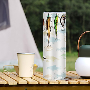 MoYueno Fishing Gifts, Slim Fish Tumbler with Lid & Straw & Brush, Fisherman Cup, Grandpa Fishing Gifts, Fathers Day Gift For Dad, 20 Oz