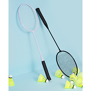 AboveGenius Badminton Rackets Set of 6 for Outdoor Backyard Games, Including 6 Rackets, 6 Nylon Badminton Shuttlecocks, Lightweight Badminton Racquets for Beginners