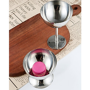 Haofy Ice Cream Cups, Stainless Steel Ice Cream Bowls Resuable Dessert Cups Dessert Dish for Serving Ice Cream Salad Fruit Pudding (Tall)