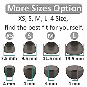 8 Pairs Compatible with Sennheiser CX Plus/Momentum 2 Ear Tips, XS/S/M/L 4 Size Replacement Soft Flexible Silicone Eartips Earbuds Accessories Compatible with Sennheiser CX 300S - Gray