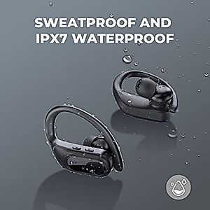 TELNP Wireless Earbuds Bluetooth Headphones 58Hrs Playtime Wireless Ear Buds with Earhooks Over Ear Earphones LED Display Charging Case Headphones for Sport Running Workout