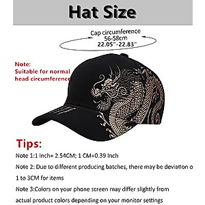 ZRSYH Baseball Cap Chinese Dragon Hat Embroidered Hats Stylish Hip Hop Hats Adjustable Baseball Cap Retro Chinese Style Baseball Cap,Black
