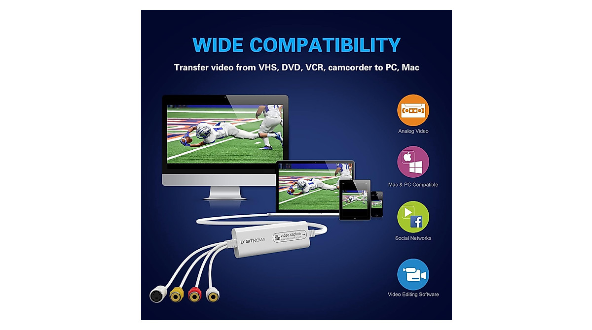VIXLW USB Video Capture Device - Convert VHS & Camcorder to Digital