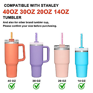 12 Pack Color Replacement Straws for Stanley Owala Simple Modern Tumbler, Yoelike 12in Long Reusable Glitter Straws Accessories for Tumbler Mug Cup, Dishwasher Safe and BPA Free