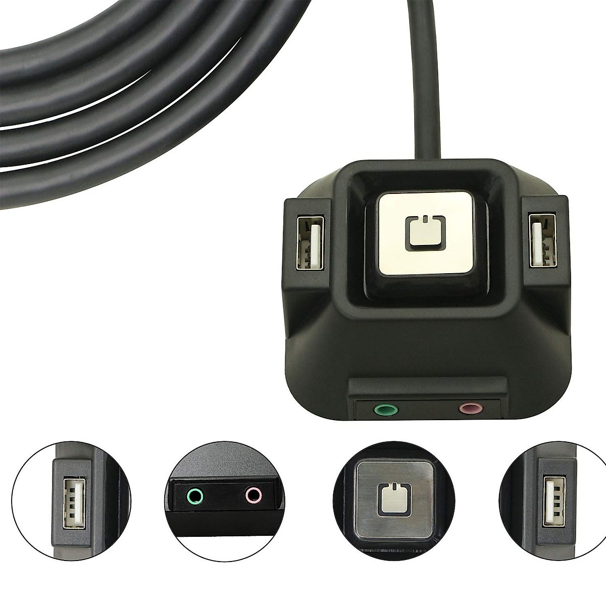 Desktop Computer Case Switch,Reset HDD Button Switch with Dual USB Ports,Power Button,Audio Ports for Desktop PC Case