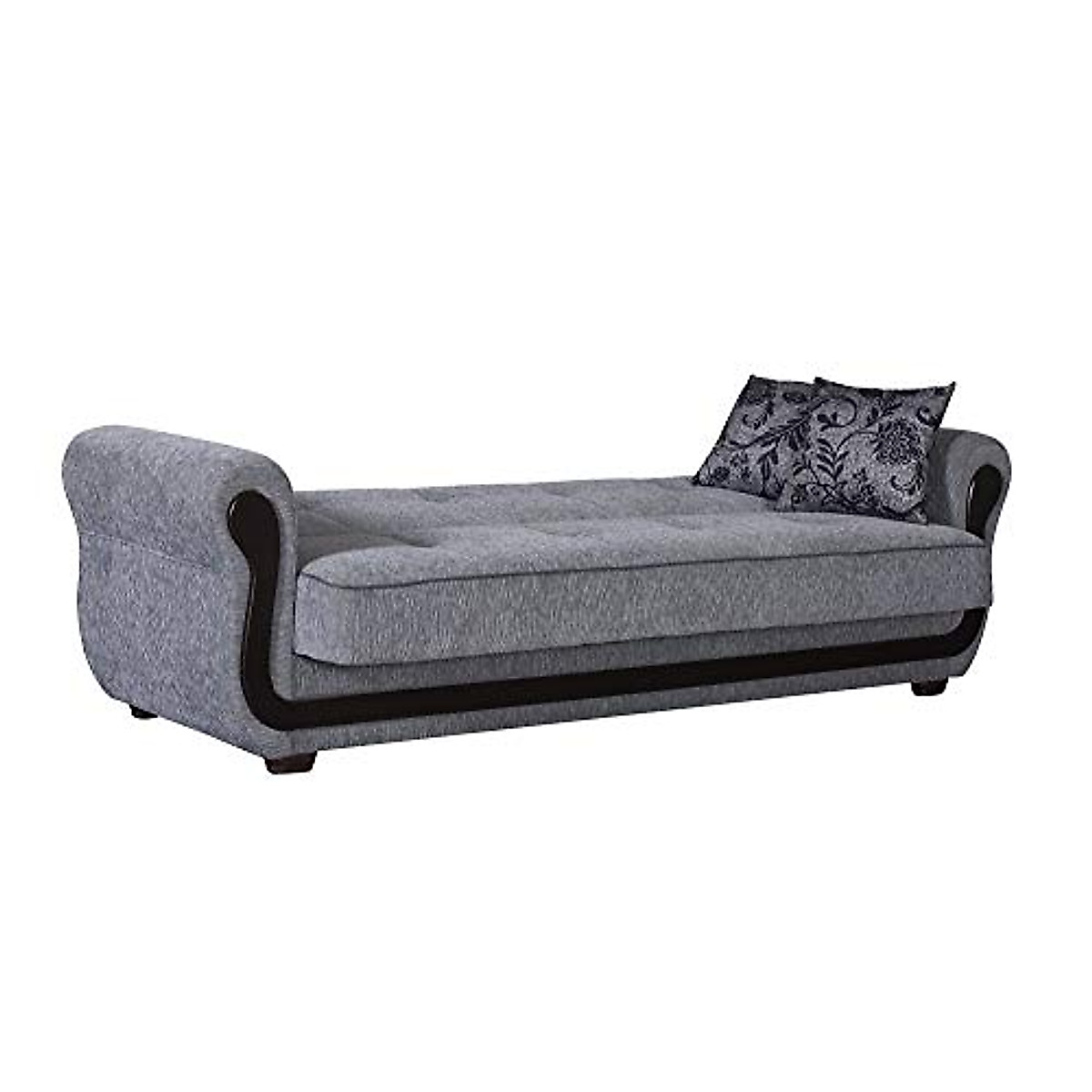 BEYAN Surf Avenue Collection Tufted Large Folding Sofa Sleeper Bed with Storage Space and Includes 2 Pillows, Gray