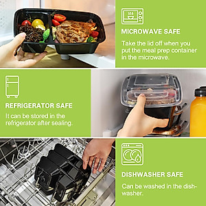 Moretoes 15 Pack 32oz Meal Prep Containers Reusable 2 Compartment Food Storage Containers with Lids Plastic Stackable To Go Boxes Microwave, Freezer, Dishwasher Safe