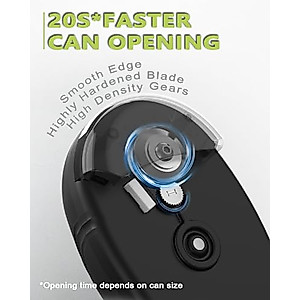COOBIIYA Powerful Electric Can Opener, Rechargeable Can Opener Cordless for Seniors for Kitchen- Automatic Stop One Touch Can Electric Opener with Smooth Edge (Black)