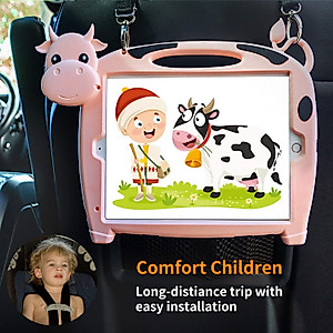 Kids Case for New iPad 9th/8th/7th Generation, iPad 10.2 2021 2020 2019 Case, CHIN FAI Cute Cow Slim Lightweight Shockproof Silicone Handle Stand Protective Cover for iPad 10.2/10.5 Inch (Pink)