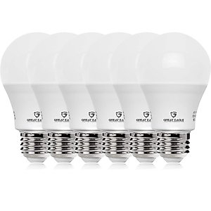 GREAT EAGLE LIGHTING CORPORATION 100W Equivalent LED Light Bulb 1500 Lumens A19 4000K Cool White Non-Dimmable 15-Watt UL Listed (6-Pack)