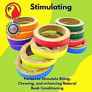Bonka Bird Toys 2113 Pk12 Chew Bagels 2.75 inch Foraging Chew Foot Toy Beak Feet Parrot Foraging Foot Craft Talon Conure