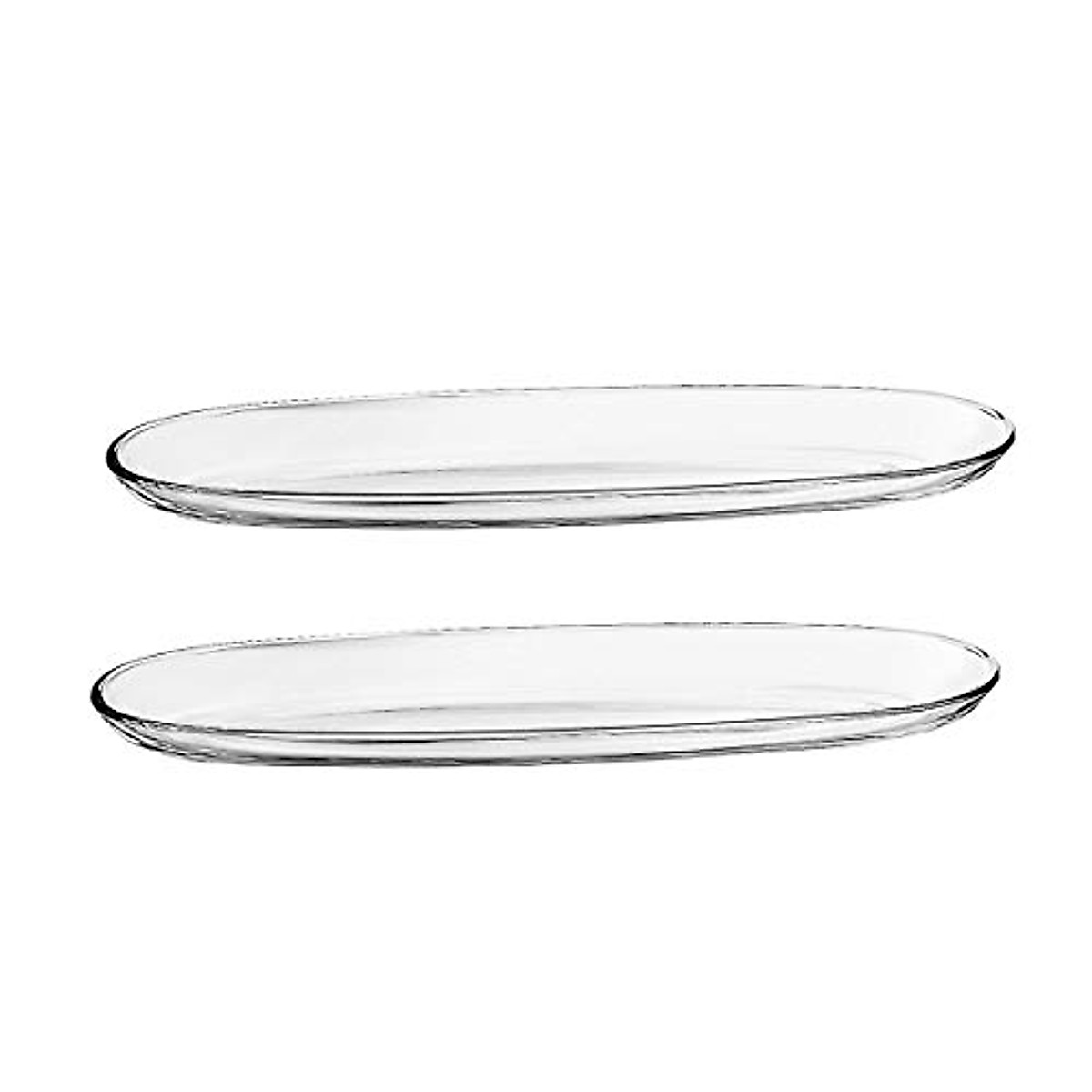 Barski - European Glass - Oval - Serving Tray - Platter - 11" Long, 3.75" Wide - Set of 2 - Made in Europe