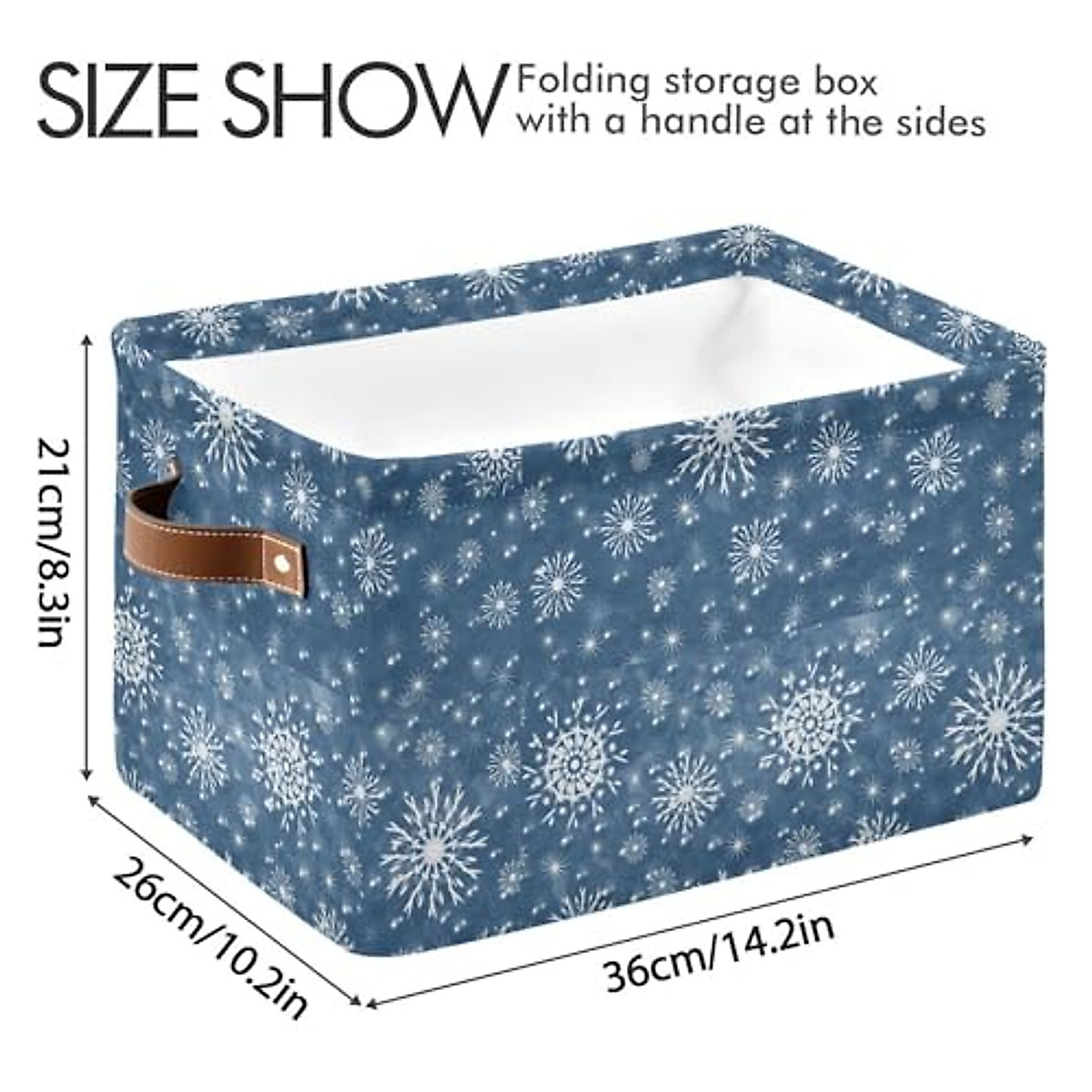 Christmas Snowflakes Storage Basket Bins Decorative Toy Organizer Bins Laundry Hamper Baskets with Handles for Home Boys Girls Office Closet Shelf Nursery Baskets,1 pcs