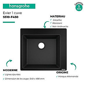 hansgrohe 43312170 S510-F450 Built-in Sink 450, Graphite Black Kitchen, 60 cm
