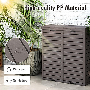 CLEEMAN Dual Outdoor Trash Can, 62 Gallon Trash Bin with Dual Lid & Drip Trays, Garbage Can with Lid Patio Backyard Deck & Kitchen