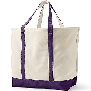 Lands' End Natural Open Top Canvas Tote Natural/blackberry No SzX-Large