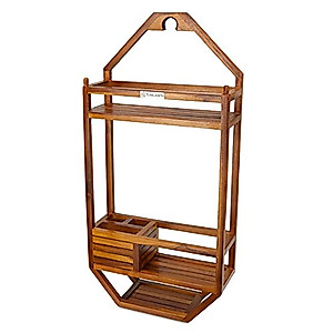 TeakCraft Teak Shower Caddy, Shower Organizer For Bathroom, Non Slip, Indoor and Outdoor, Hanging Shower Organizer, Showerhead, 3 Shelf, The Thoren