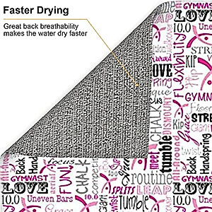 Gymnastics Pink Printed Drying Mat For Kitchen Ultra Absorbent Microfiber Dishes Drainer Mats Non-Slip Silicone Quick Dry Pad - 18 X 16inch