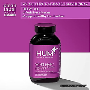 HUM Wing Man Daily Liver Detox Supplement - Milk Thistle Enhances Detoxification & Supports Regeneration + Dandelion Root & Artichoke Leaf Extract Promote Overall Liver Health (60 Vegan Capsules)