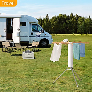 ColtKing Tripod Clothes Drying Rack, Upgraded Octopus Clothes Drying Rack,Foldable Laundry Clothes Drying Rack,Space Saving Drying Rack for Indoor Outdoor,16 Expandable Rods,Aluminum Feet+Wood Rods