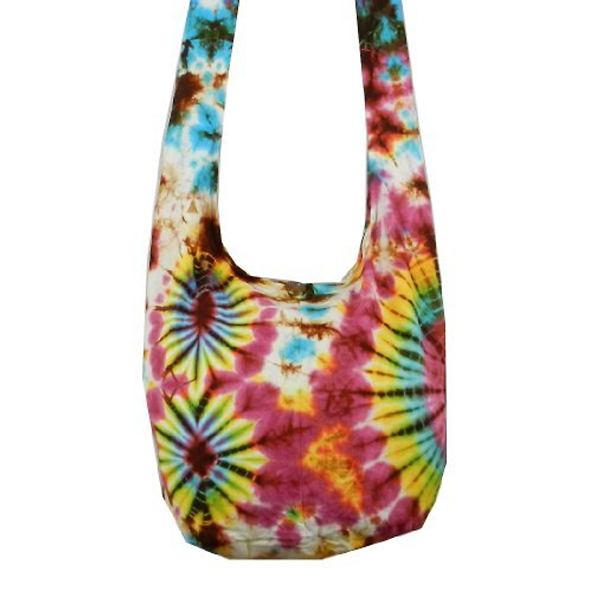 BTP! Tie Dye Sling Crossbody Shoulder Bag Purse Cotton Bohemian - Firework VY5