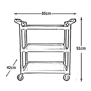 MTYLX Trolley,Cart,Household Multi-Layer Trolleys,Cart Restaurant Warehouse 3 Layers Plus Thick with Pulley Aluminum Tube Support Easy to Assemble, 2 Sizes,Blue,86X42X91Cm