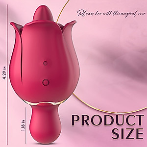 Rose Toy Vibrator for Women, Clitoral Tongue Licking Toy Mini Small Vibrators with 9 Modes & 9 Powerful Vibration, Waterproof Adult Sex Toys for Couples