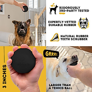 WoofBite® “Indestructible” Dog Ball for Toy Destroyers & Aggressive Chewers - Durable, Heavy Duty Natural Rubber - Dog Chew & Fetch Toy for Medium & Large Breed Dogs