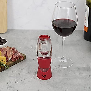 Vinturi Red Wine Aerator Pourer and Decanter Enhances Flavors with Smoother Finish, Includes No-Drip Base, Red