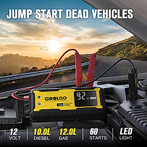 GOOLOO GT4000S Jump Starter 4000A Car Jumper Starter (Up to 10L Diesel 12L Gas Engines), 100W Fast-Charging Lithium Jump Box, SuperSafe Portable Car Battery Charger Power Bank for 12V Vehicles, Yellow