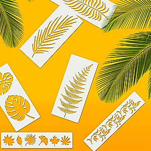11Pieces Large Leaf Stencil 14” x 5.85”, Palm Fern Leaf Stencils for Painting on Walls Nature Tropical Plant Leaves Paint Stencils for Furniture Canvas Home Decor DIY Crafts (14” x 5.85”)