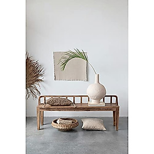 Creative Co-Op Hand-Woven Cotton Macramé Lumbar Jute Tassels and Mango Wood Beads Pillow, 20" L x 12" W x 2" H, Brown