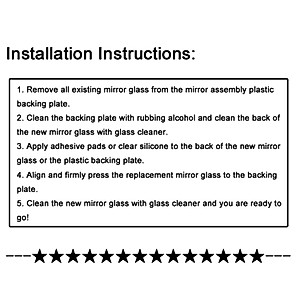 WLLW Side Mirror Replacement Glass fit for 2004 2005 2006 2007 2008 Ford F150 Flat LH Left Driver Side Including Adhesive, Non Towing Mirror Glass Non Heated