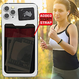 Gecko Travel Tech Phone Wallet - Stick On Card Holder Wallet for Cell Phones - Adhesive Card Pocket for Credit Cards and Money - Sticker for Cases - Phone Stand - BLACK BLACK