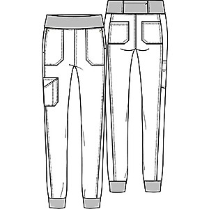 Iflex Jogger Scrubs for Women, Yoga-Inspired Knit Waistband Scrub Pants CK011, M, Black