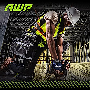 AWP Pro Fingerless Work Gloves for Men And Women, Form-Fitting Performance Design, Large, Navy Blue
