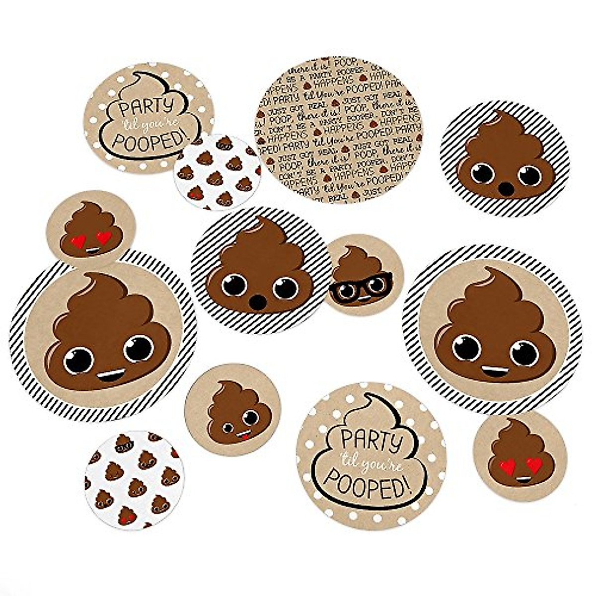Party 'Til You're Pooped - Poop Emoji Party Giant Circle Confetti - Party Decorations - Large Confetti 27 Count