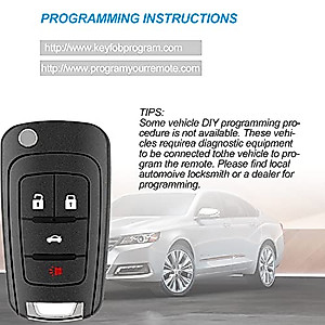 fits for 4 Button Keyless Entry Remote Uncut Flip Key Fob Chevrolet Cruze 2011-2016 Chevy Equinox Camaro 2010-2019 Buick Lacrosse Regal 2010-2016 FCCID: OHT01060512 13504206 (Pack of 1)