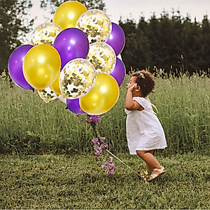 30PCS Purple and Gold Confetti Balloons Party Decorations for Birthday Retirement Bridal Shower Congrats Graduation Supplies Wedding Anniversary Suplies…