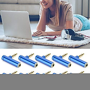 Acogedor 10 PCS 3.5mm Male to Female Audio Adapter, 90 Degree Right Angle Adapter, Support Headset with Microphone, for Mobile Phones, Tablets, Laptops(Blue)